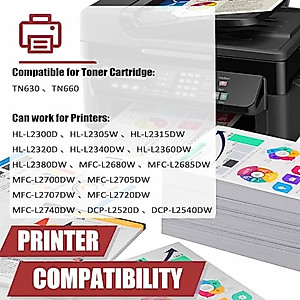 Replacement TN630 Toner Cartridges Compatible for Brother TN 630 TN660 Toner Cartridge Work for Brother HL-L2300D HL-L2305W HL-L2315DW HL-L2320D HL-L2340DW Printers 2 Black Pack