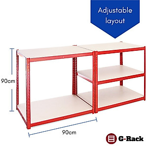 Garage Shelving Units - 71" H x 35" L x 24" W - Heavy Duty Racking - Shelves for Storage -1 Bay - Red - 5 Tier - 3000LB Capacity (600LB Per Shelf) - Workshop, Shed, Office - 5 Year Warranty