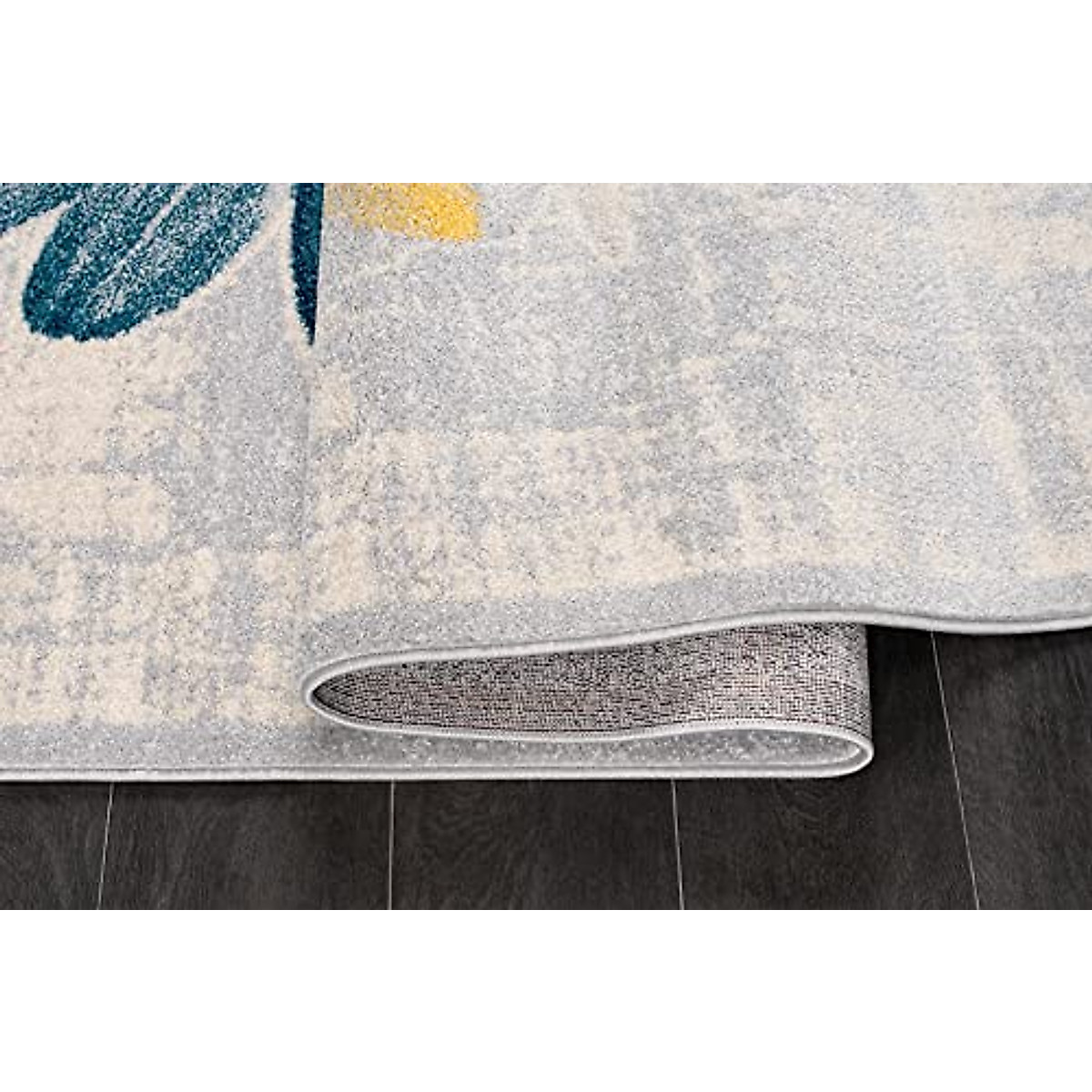 Ladole Rugs Contemporary Floral Pattern Area Rug Living Room Bedroom Entrance Hallway Carpet in Teal Yellow 5x8 (5'3" x 7'6" 160cm x 230cm) 5x7 8x10 9x12 2x10 4x6 feet