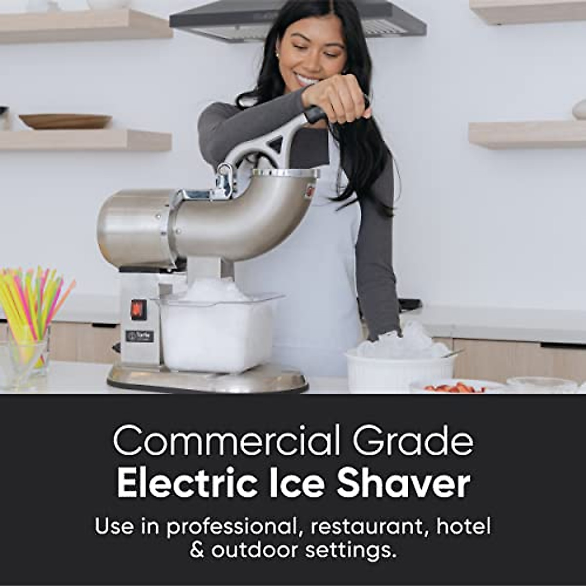 Tartle Kitchen - Stainless Steel Dual Blade Ice Shaver Snow Cone Maker Machine - Summer Parties & Refreshing Treats - Durable Easy to Use & Clean - Ideal for Catering, Restaurant & Commercial Kitchens