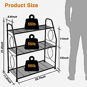 VyGrow Plant Stand, 3 Tier Plant Shelf for Indoor Outdoor, Heavy Duty Metal Outdoor Plant Stand Holder Rack for Living Room Balcony and Garden