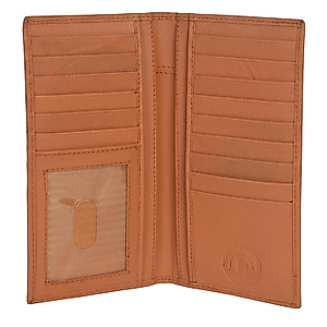 Leatherboss Men's Genuine Leather Long Bifold Wallet | Card Holder Clutch with 6 Card Slots, ID Window, Cash & Checkbook Compartment (Tan)