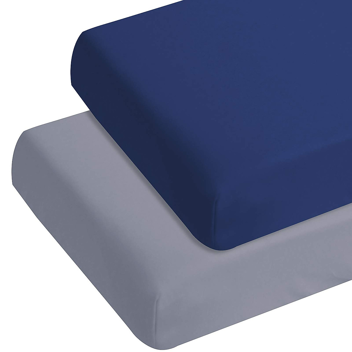 Crib Sheets for Boys,2 Pack Fitted Crib Sheet Set, Soft Microfiber Baby Sheets for Standard Crib and Toddler Mattresses, 28''x52'',Grey and Navy