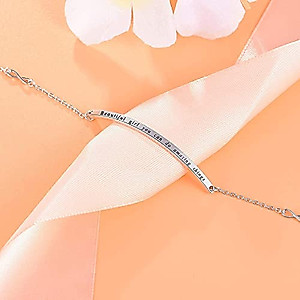 IOHUPCI Sterling Silver Bracelet Gift For Women Sister Mother Friends - Engraved Inspirational Charm Bracelets Adjustable Bangle Jewelry (Beautiful women You can do Amazing Things)