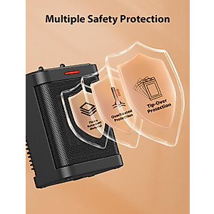 1000W/700W Space Heater, Small Ceramic Space Heater with Thermostat, Mini Portable Electric Heater with Fast Safety Heat, Multiple Protection for Home Office Desk