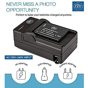 BIG MIKE'S ELECTRONICS BM Premium Pack of 2 SLB-10A Batteries and Battery Charger for Samsung EX2F HZ15W SL202 SL420 SL620 SL820 WB150F WB250F WB350F WB750 WB800F WB850F WB1100F Digital Cameras