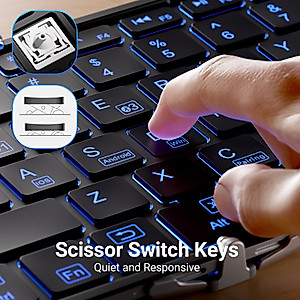 iClever Backlit Foldable Bluetooth Keyboard, BK05 Wireless Folding Keyboard with Backlight, Pair up to 4 Devices, Portable Travel Keyboard for iPad Tablet Laptop PC Smartphone Windows iOS Android