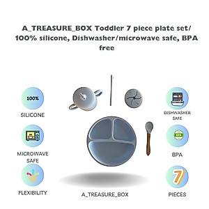 Generic SILCONE TODDLER PLATE/CUP/SNACK CUP (BLUE)