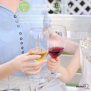 MICHLEY Unbreakable Wine Glasses, 100% Tritan Plastic Shatterproof Large Wine Glasses 20 oz, Set of 2