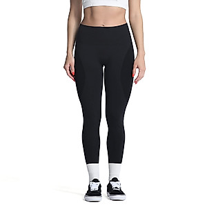 Aoxjox Workout Seamless Leggings for Women Smile Contour High Waisted Gym Yoga Pants Tights (Black, Large)