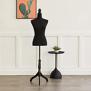 Encomle Dress Form Female Mannequin Torso, Height Adjustable Mannequin Body with Stand for Sewing, Display, Black