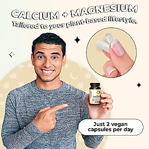 Future Kind Vegan Calcium Supplement (60 Capsules) - Plant-Based Calcium Magnesium Supplement Sourced from Iceland for Teeth and Bone Support - Calcium Supplements for Women & Men