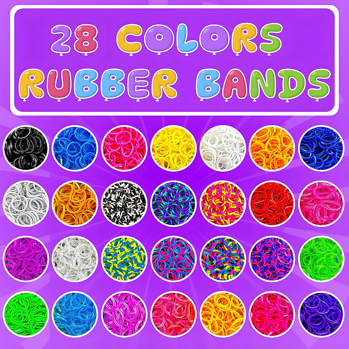 Momo's Den Rubber Band Bracelet Kit Rainbow Color Bands Bracelet Making kit Rubber Band 12100+ Loom Bracelet Kit, Big Giftable Case with Premium Quality Accessories, 28 Colors Refill Kit Boy & Girl