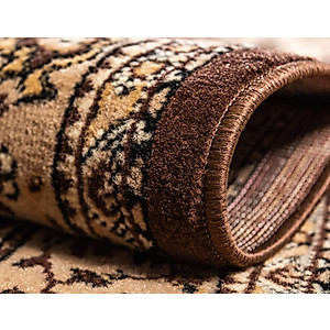 Unique Loom Reza Collection Traditional Persian Style Area Rug, 9 x 12 ft, Brown/Ivory