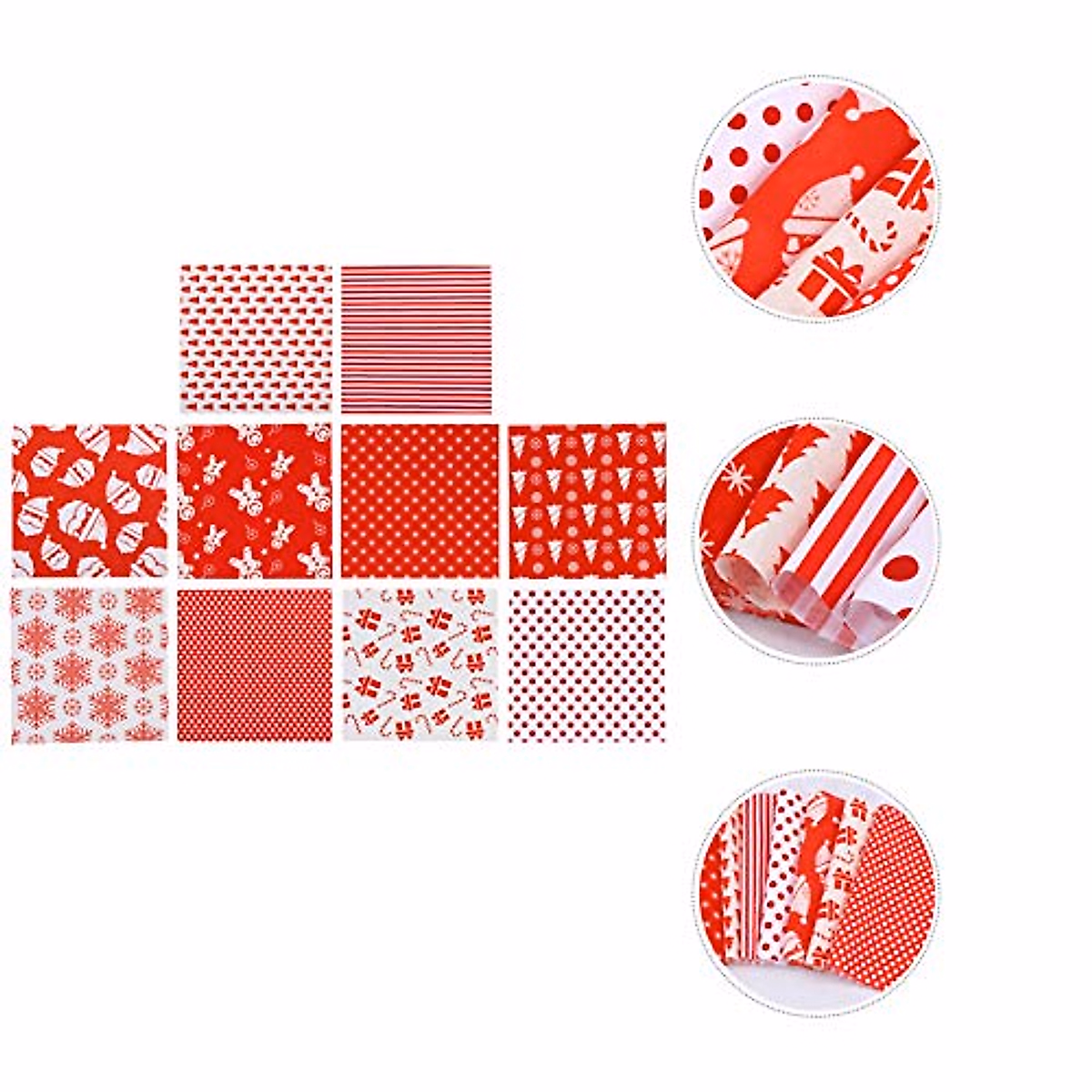 HEALLILY 20Pcs Christmas Fabric Cotton Fabric Bundle Squares Patchwork Cloth Quilting Handmade Fabric Cloth for DIY Christmas Wreath Doll Dress Coaster Sewing Quilting 20x20cm