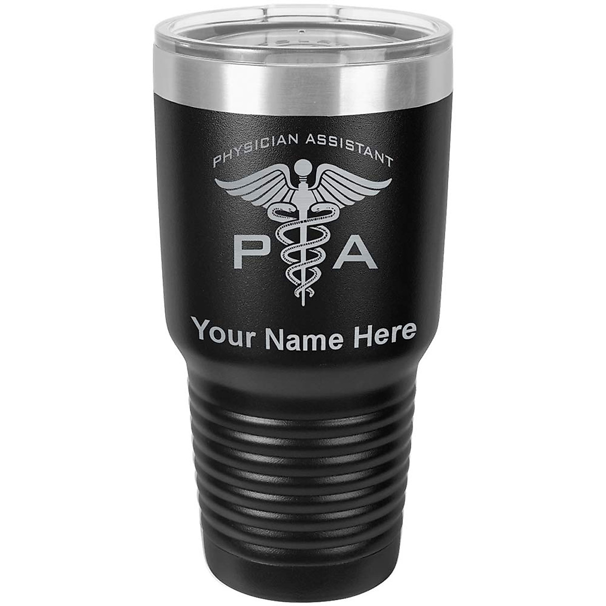 LaserGram 30oz Vacuum Insulated Tumbler Mug, PA Physician Assistant, Personalized Engraving Included (Black)