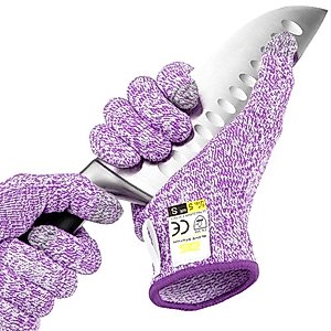 Glove Station Ultra Durable Series Cut Resistant Gloves - Cutting Gloves for Chefs, BBQ and Cooking - Level 5 Protection; Food Grade Safe Cut Proof Gloves - Purple, Medium Size