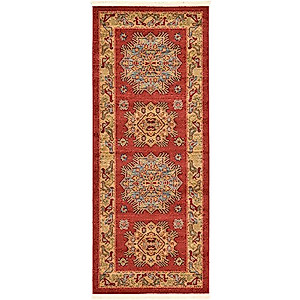 Unique Loom Sahand Collection Traditional Geometric Classic Red Runner Rug (2' 7 x 6' 7)