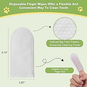PTCLESCM Pet Teeth Cleaning Finger Wipes for Dogs & Cats,Pet Dental Finger Wipes for Cats,Cat &Dog Toothbrush,Dental Wipes for Cats&Dogs,Cat Finger Tooth Brush,50 Count