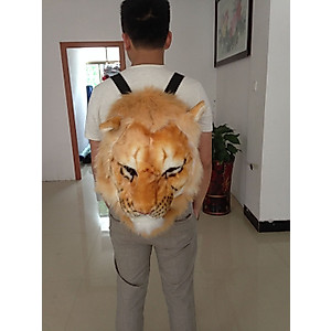 3D Animal Head Backpack Bag Backpack tiger/Lion/leopard/black bear Head Backpack Bag Knapsack and Wall Mount (lion)