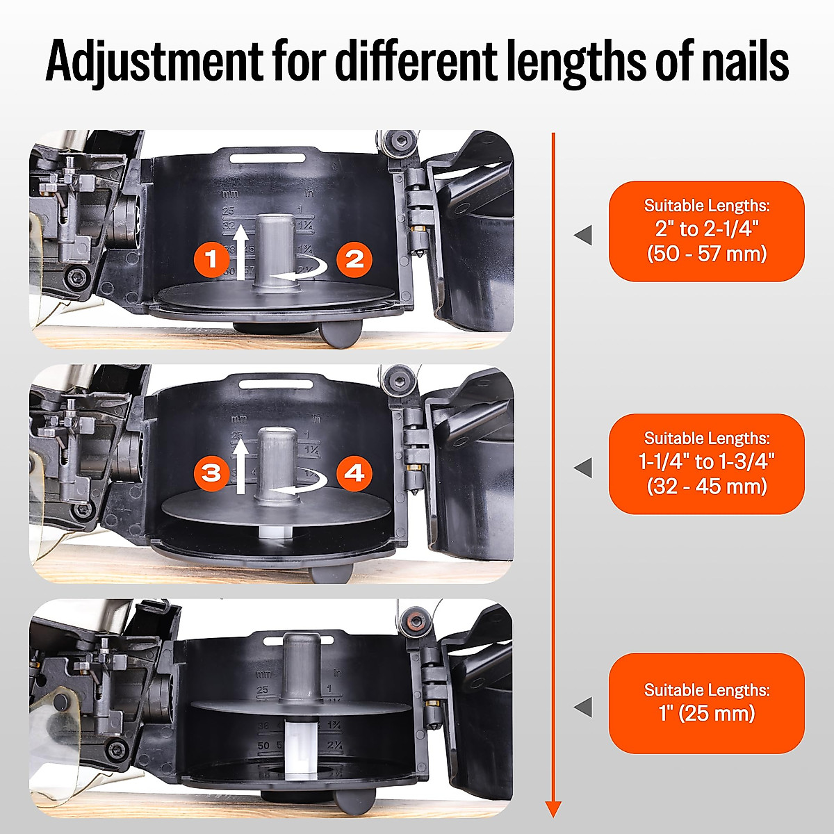 meite CN55 Pneumatic Coil Siding Nailer 15 Degree 1-Inch to 2-1/4-Inch Industrial Coil Nailer