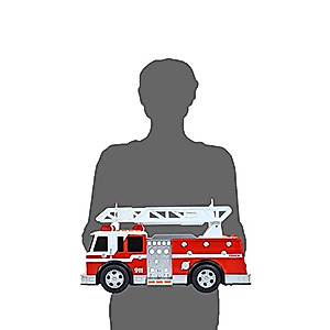 Sunny Days Entertainment Maxx Action 12’’ Large Fire Truck – Lights and Sounds Vehicle with Extendable Ladder | Motorized Drive and Soft Grip Tires | Red Firetruck Toys for Kids 3-8