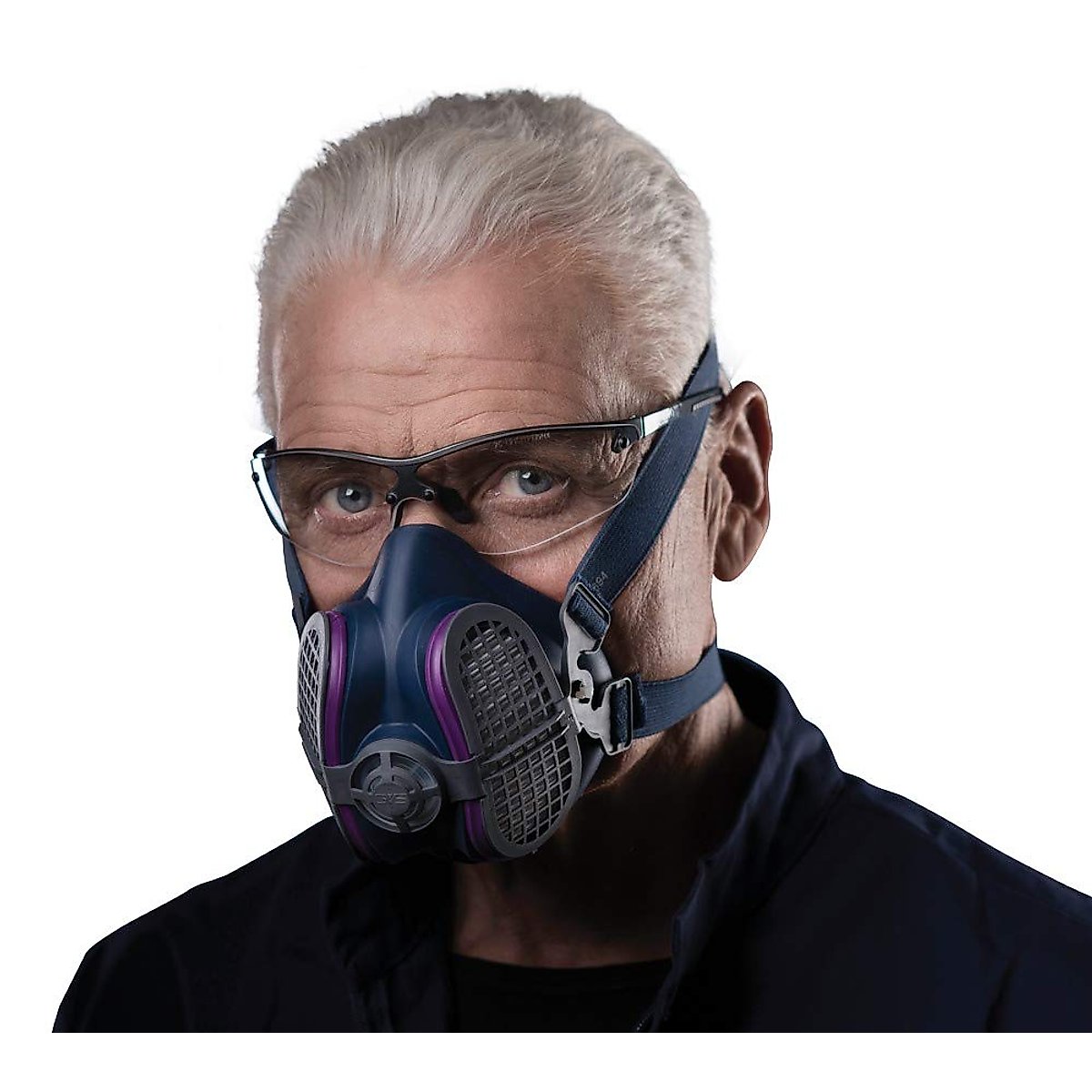 GVS SPR456 Elipse P100 Nuisance Dust Half Mask Respirator with replaceable and reusable filters included, Medium/Large, Blue