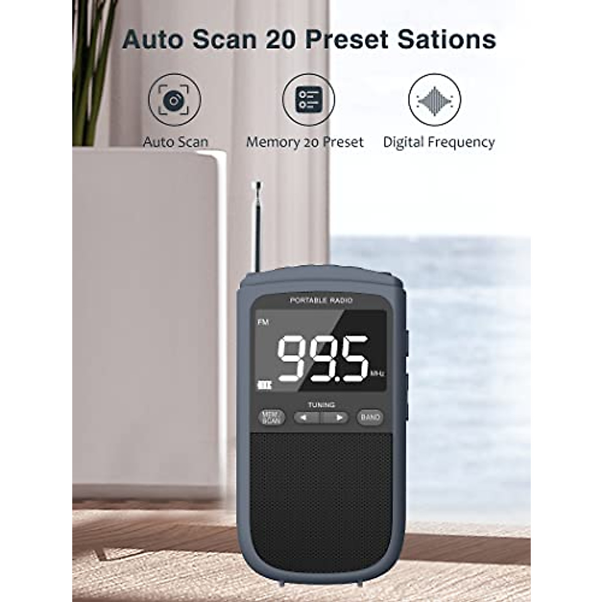 AM FM Walkman Radio:900mAh Rechargeable Portable Transistor Pocket Radio with Best Reception Digital Tuning, LCD Screen,Stereo Earphone Jack, Sleep Timer and Alarm Clock for Jogging,Walking