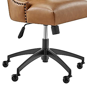 Modway Empower Channel Tufted Vegan Leather Office Chair in Black Tan 27 x 22 x 38.5