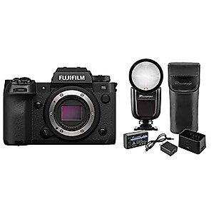 Fujifilm X-H2S Mirrorless Digital Camera Body, Black with Flashpoint Zoom Li-on X R2 TTL On-Camera Round Flash Speedlight