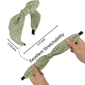 Jaciya Bow Headbands for Girls Women Hair Accessories Polka Dot Headbands with Bow Knotted Head Band Vintage Bunny Ears Hair Hoop(Red/Purple/Green/Pink/Yellow/Beige)