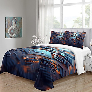 EVMILA Chips for Teens and Adults Quilt Cover Comforter Covers 3D Print Circuit Board Duvet Cover with Pillow Cases with Zipper Closure Soft Microfiber Bedding Set 3 Pieces Queen（228x228cm）