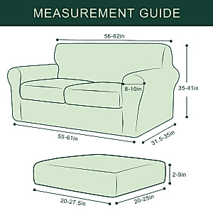 CHUN YI 3 Pieces Stretch Loveseat Sofa Cover for 2 Seater Couch, Washable Soft Sofa Slipcover with 2 Separate Seat Cushion Covers for Dogs, Checks Spandex Jacquard Fabric, Medium, White