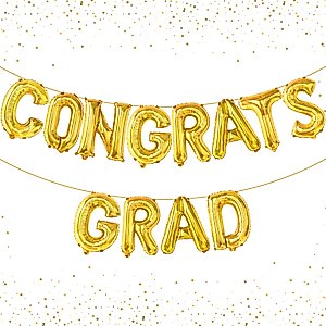 KatchOn, Gold Congrats Grad Balloons - 16 Inch | Congrats Grad Banner Balloons for Graduation Decorations Class of 2024 | Congratulations Balloons for Graduation Balloons Class of 2024 Decorations