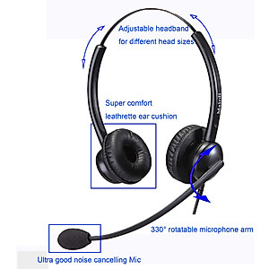MAIRDI Telephone Headset with Noise Cancelling Microphone & HIS Cable for Avaya IP 1608 1616 9601 9608 9611 9611G 9620 9621 9630 9631 9640 9641 9650 9670 J139