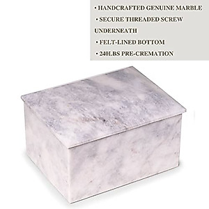 Deering Moments Marble Cremation Memorial Urn for Human Ashes Adult Size (White)