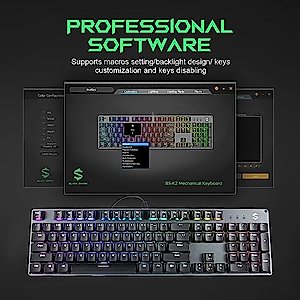 Black Shark Wired Gaming Keyboard, Quiet Red Switch Mechanical Keyboard with RGB Backlit, 104 Keys Full Size with Number Pad, LED Rainbow Light Up Keyboard for Computer PC Desktop