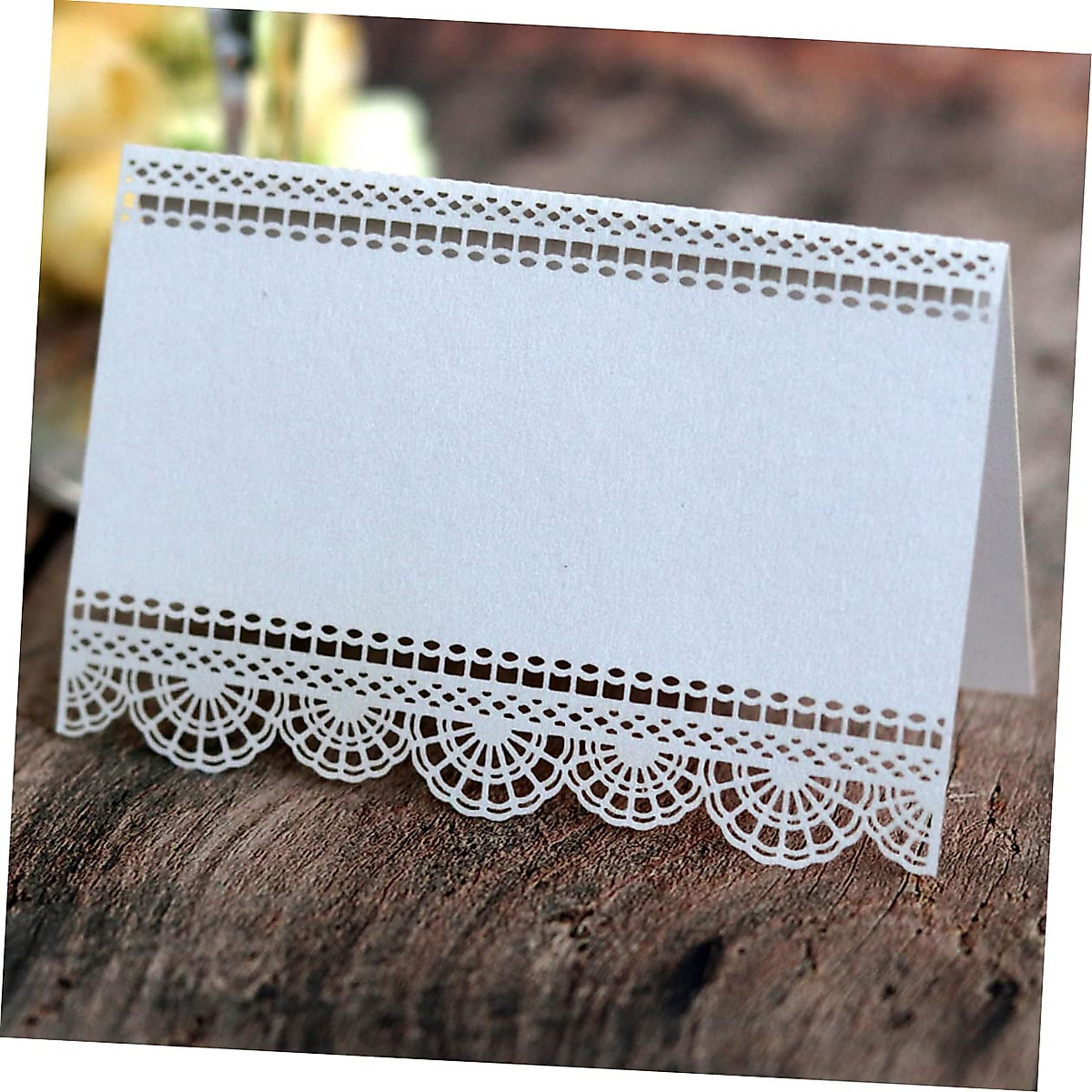 MERRYHAPY 50pcs Table Tent Cards Blank Cards Hollow Out Wedding Invitation Wedding Table Name Party Place Name Greetings Place Cards Table Place Pretty White Reception Table