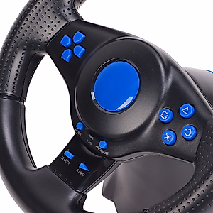 DAUERHAFT Racing Game Wheel,7 in 1 Control Buttons Vibration Game Steering Wheel,180° Rotation USB Racing Game Wheel with Pedal,Plug and Play,for PC, PS3, PS4, Xbox One,XBOX 360, Switch, Android