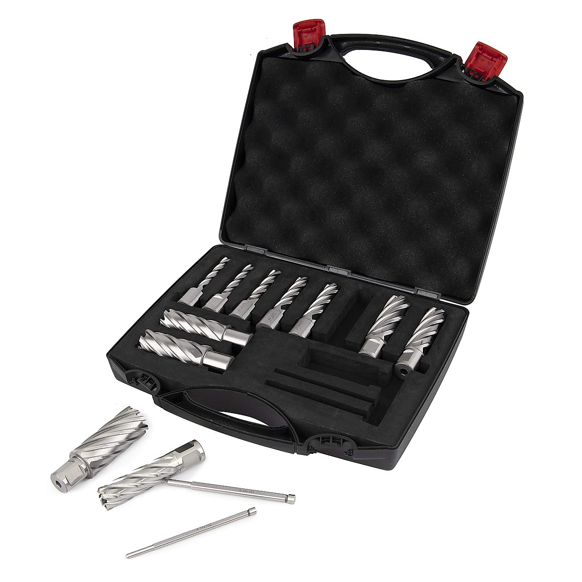 Muzerdo 13pcs Weldon Shank 2" Cutting Depth and Diameter Annular Cutter Set for Magnetic Drill Press HSS Standard Kit Two Flat