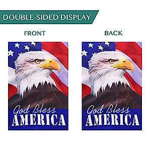 Volta God Bless America Garden Flag Double Sided Bald Eagle Patriotic Garden Flag American Independence Day 4th of July Yard Flag for Outdoor Decoration 12x18 Inch