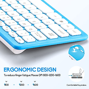 Wireless Keyboard and Mouse Combo, Compact Wireless Keyboard and Mouse Set 2.4G Ultra-Thin Sleek Design for Windows, Computer, Desktop, PC, Notebook, Laptop (Blue)