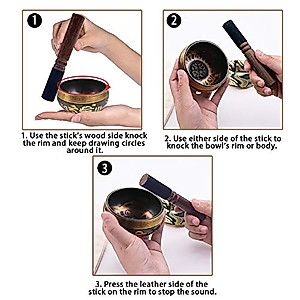 Domestar Tibetan Singing Bowl Set – Hand Hammered Meditation Sound Bowls, Premium Quality Singing Bowl For Yoga Meditation, Sound Therapy, Spiritual Gatherings And Stress Relief (3.3 Inch)