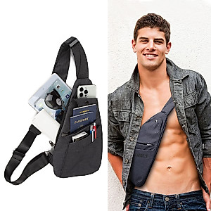 Cajmols Mens Sling Bag Anti-Theft Crossbody Bag Small Sling Bag for Mens Travel Sling Bag for Men Lightweight Hiking Casual Travel Daypacks (N-Dark Grey)