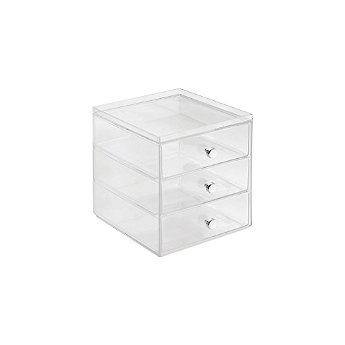 InterDesign Clarity Cosmetic Organizer for Vanity Cabinet to Hold Makeup, Beauty Products - 3 Drawer, Clear
