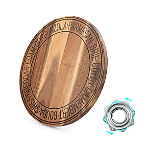 15" Acacia Wood Lazy Susan Organizer for Table - Wooden Lazy Susan Organizer for Cabinet - Kitchen Turntable Storage Food Bins Container for Pantry, Countertop Spice Rack