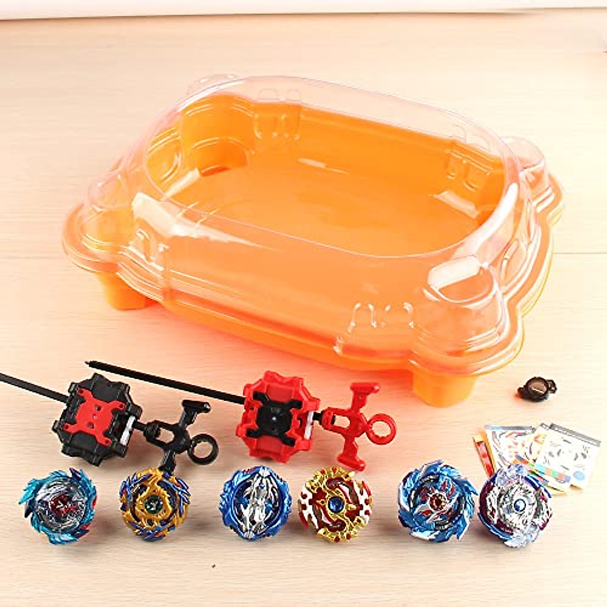 Bey Battling Top Burst Toy Blade Set Game Complete Battle Game Set with Stadium, 6 Battling Tops and 2 Launchers, Toys for 6 Year Old Boys & Girls & Up