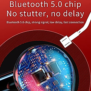 Kids BT Earbuds with Charging Case, Cute Little Devil Cartoon Earphones, Bluetooth 5.0 TWS HiFi Stereo Sound Noise Reduction Waterproof Sport Headphones for Boys/Girls, Built-in Mic(Red)