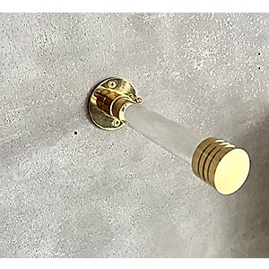 Morco Deco Brass Lucite Projection Hook Handmade Lucite Brass Hook Wall Mount Retail Projection Hook (Polished Brass)