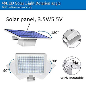 ZHUANYIYI Solar Lights Outdoor,48 LEDs Solar Light for Outdoor Garden Wall Yard LED Security Lighting with Adjustable Lighting Angle,for Home Garden
